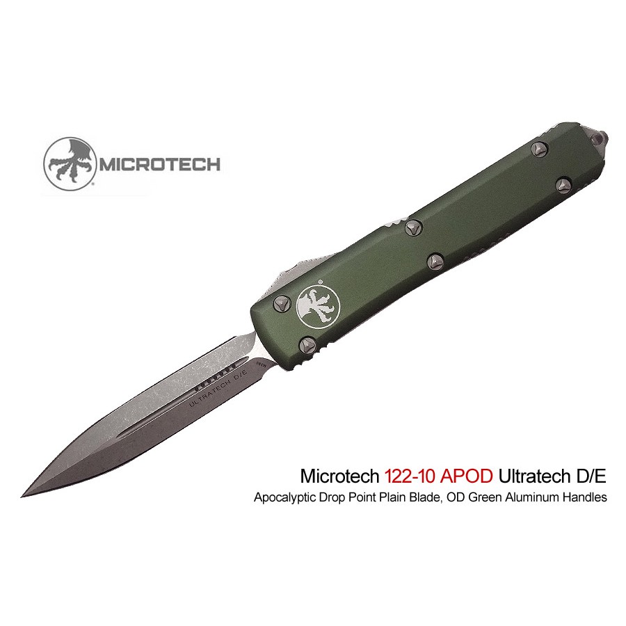 Microtech Ultratech D/E 綠鋁柄彈簧刀(M390鋼-末日石洗處理) | 蝦皮購物