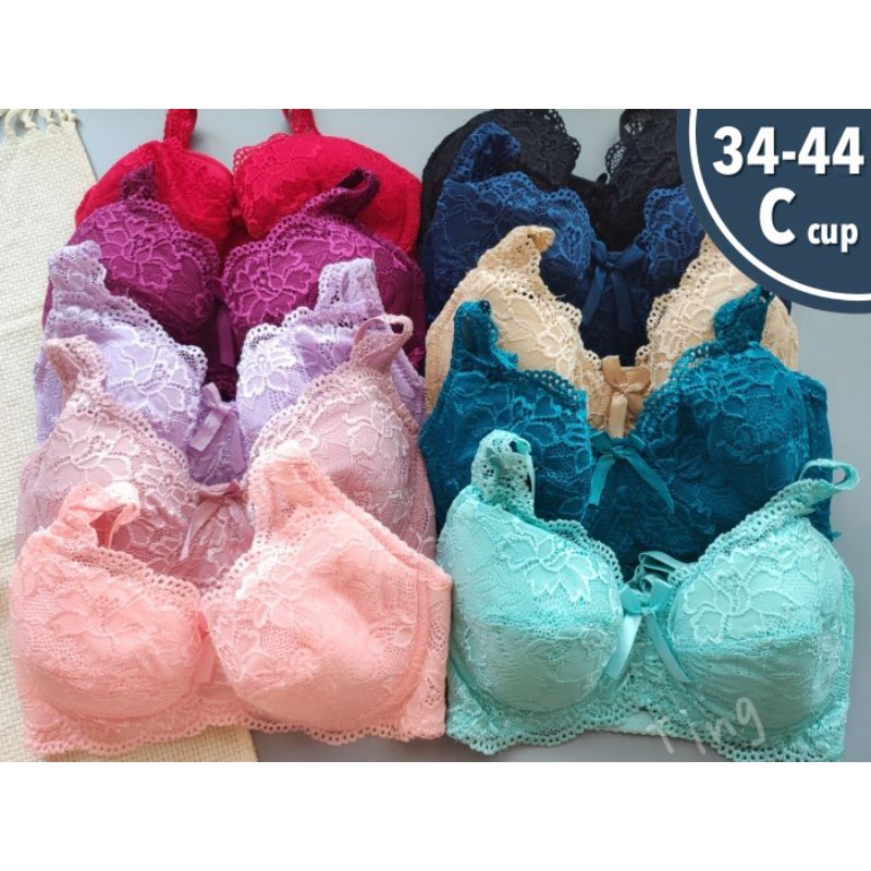 庭兒柑仔店🍊【310TJ37】(36C-44C)性感微透設計 C罩杯 Ccup 軟布罩杯 浪漫蕾絲 法式內衣 美胸BRA | 蝦皮購物