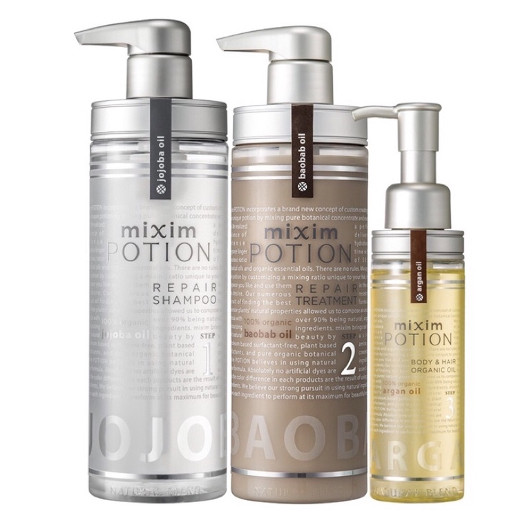 mixim POTION精油修護洗護系列組-洗髮精440ML+護髮乳440G+精華油100ML | 蝦皮購物