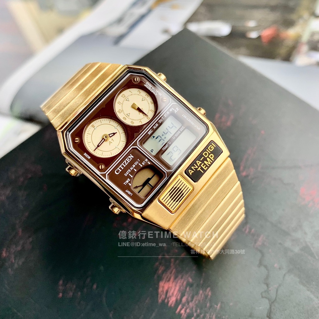 CITIZEN JG2103-72X ANA-DIGI TEMP 雙顯錶 復古金 潮流 原廠公司貨 現貨 | 蝦皮購物