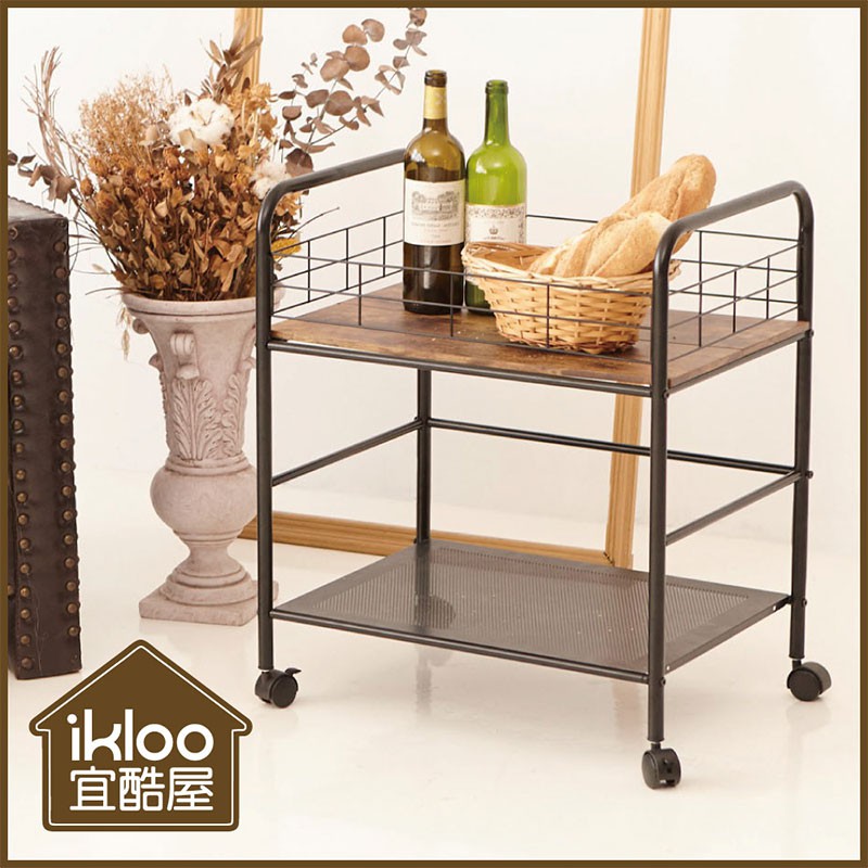 促銷【ikloo】可移式質感木板置放架/層架-BC337/底部附輪/收納車/置物架/置物櫃/浴室廚房收納架/活動推車 | 蝦皮購物