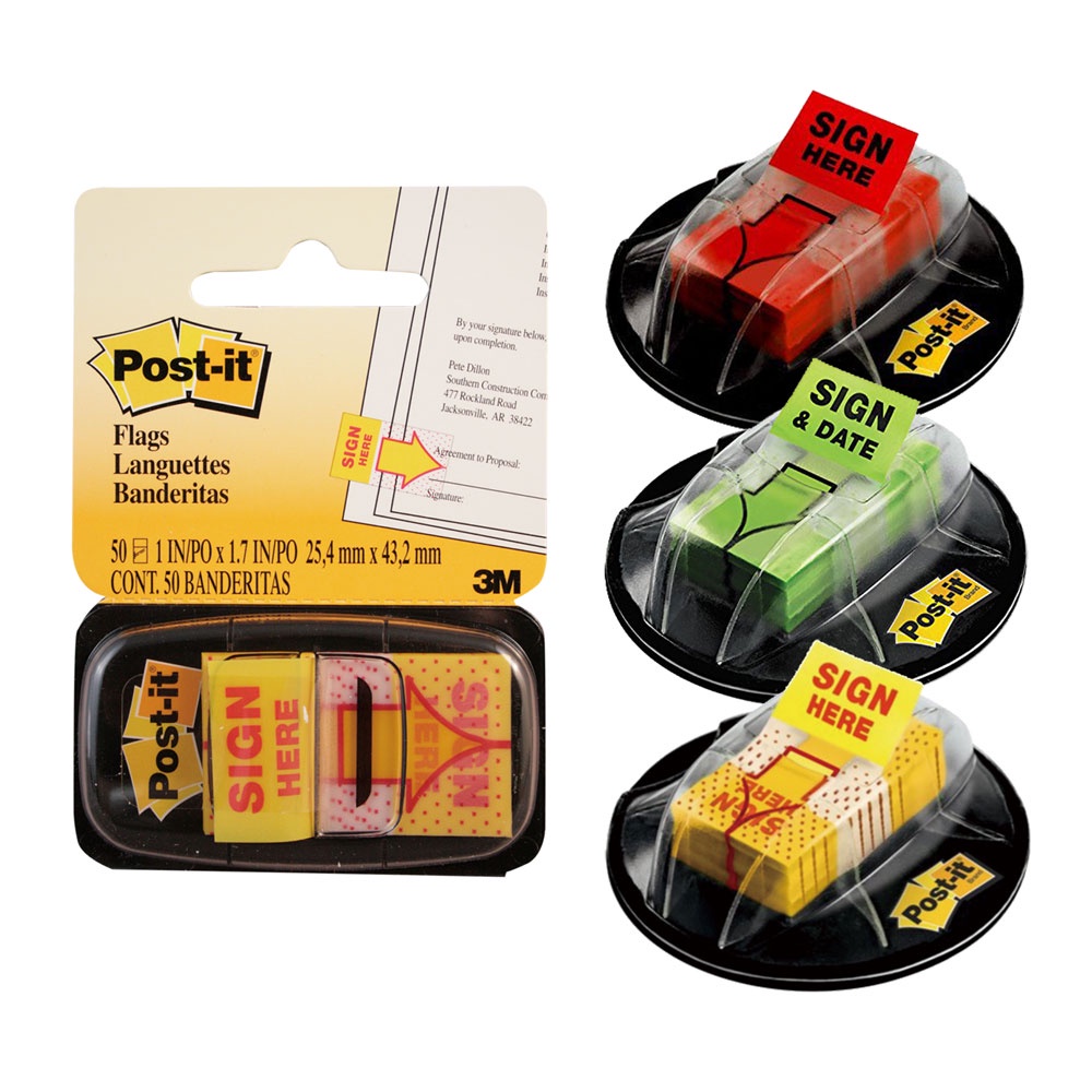 3M SIGN HERE指示標籤 50張/包 指示標籤經濟包 200抽/包 螢光指示標籤 重點標籤 多色標籤貼 | 蝦皮購物