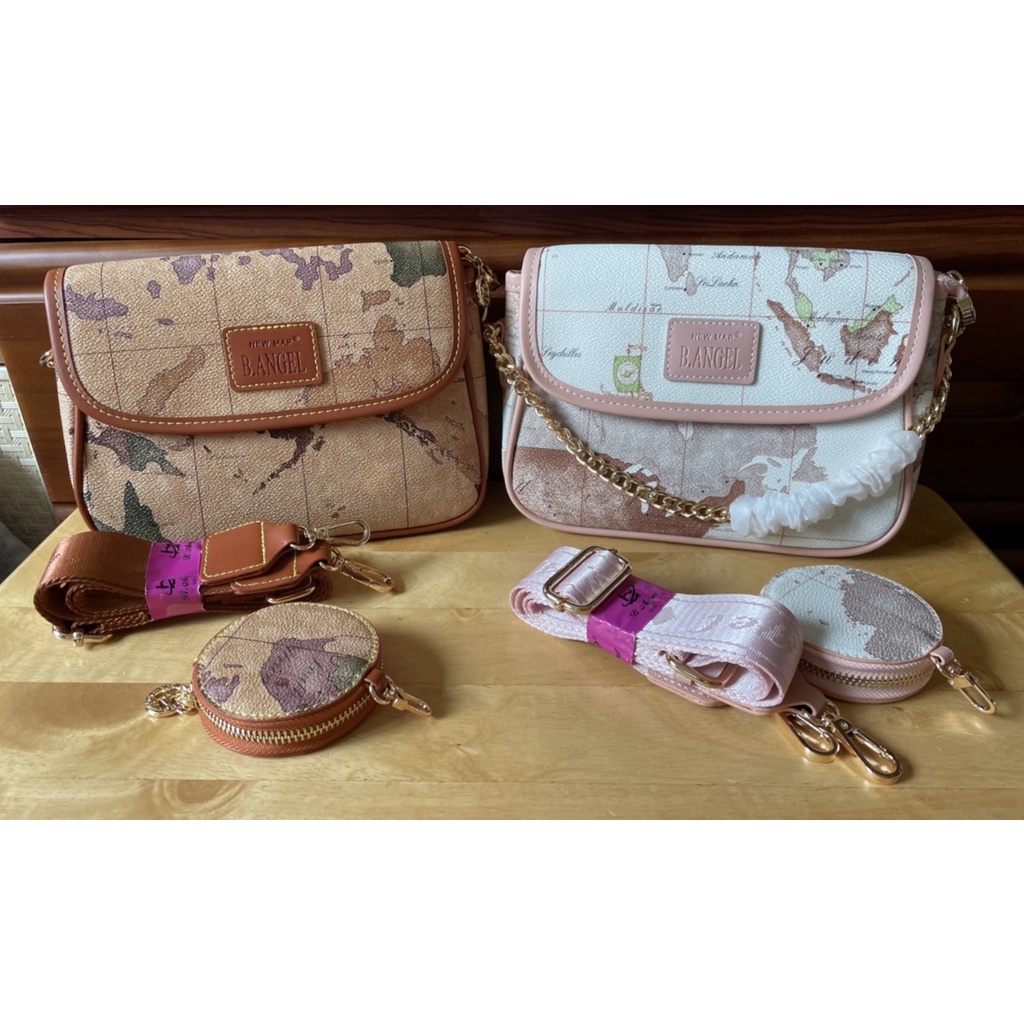 全新現貨 買一送一 二合一 地圖包 質感世界地圖側背包 手提包/郵差包/斜背包/零錢包/耳機包 蝴蝶天使 B.Angel | 蝦皮購物