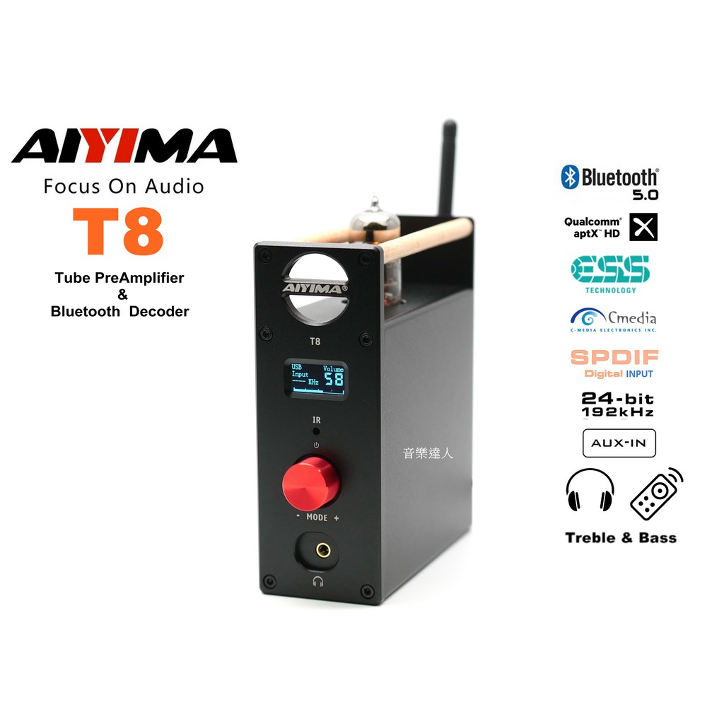 "音樂達人"全方位機型 AIYIMA T8 真空管 藍芽 DAC一體機 USB+光+同+類比 前級功能 耳擴 帶搖控器 | 蝦皮購物