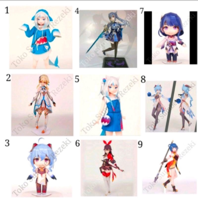 Maha Gawr Gura Keqing Amber Lumine Papercraft Raiden Shogun | 蝦皮購物