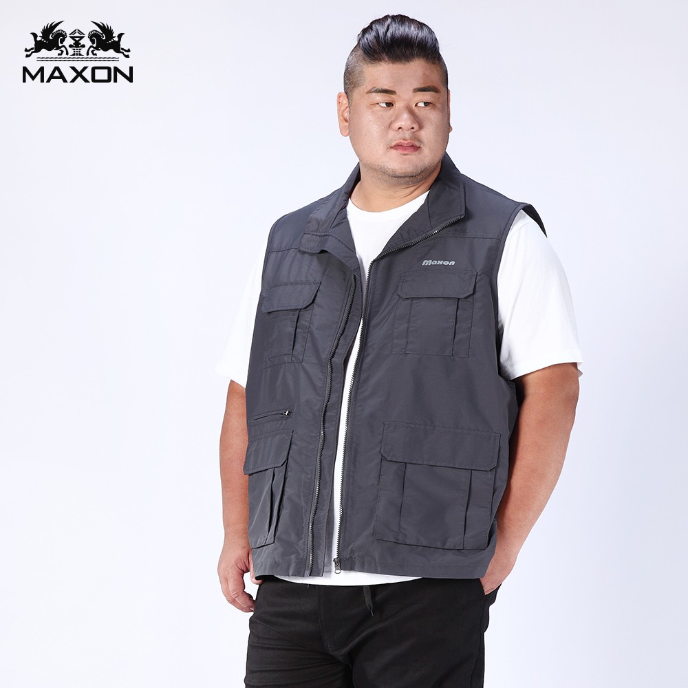 【MAXON大尺碼】灰色多口袋工裝釣魚漁夫背心XL~5XL 美式潮流背心 現貨實拍 超取免運 | 蝦皮購物