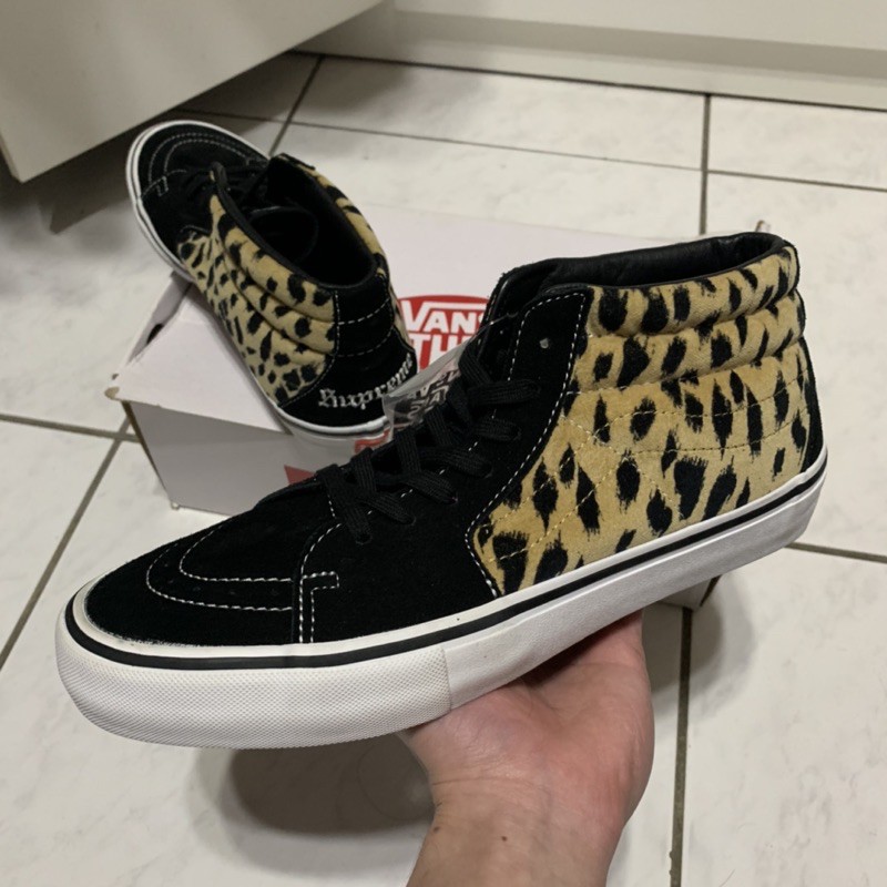 Supreme Vans Velvet Leopard SK8 Mid Pro 聯名 豹紋 滑板 品牌 帆布鞋 | 蝦皮購物