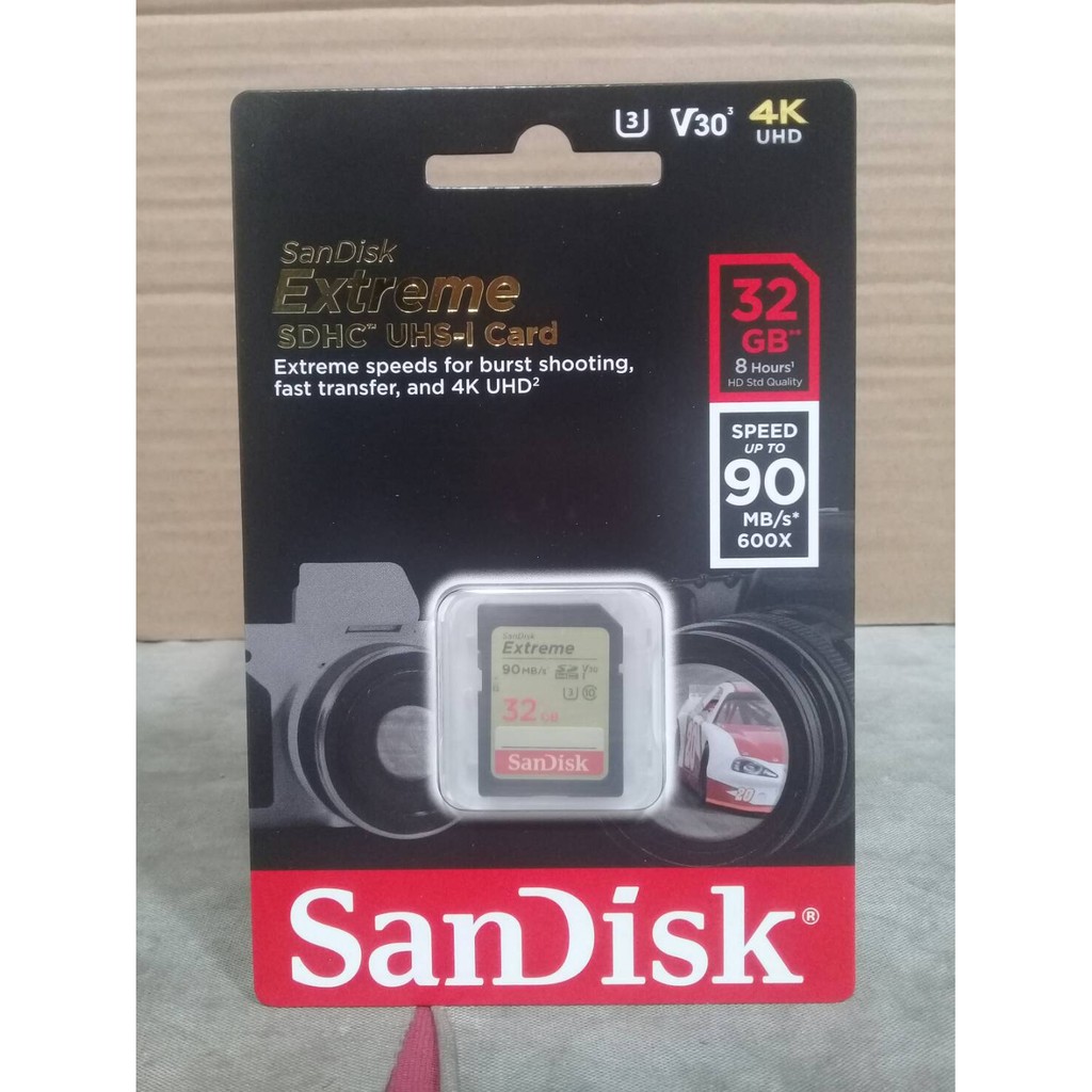 公司貨 Sandisk Extreme SDHC SDXC 32G 64G U3 V30 600X 90M 記憶卡 大卡 | 蝦皮購物
