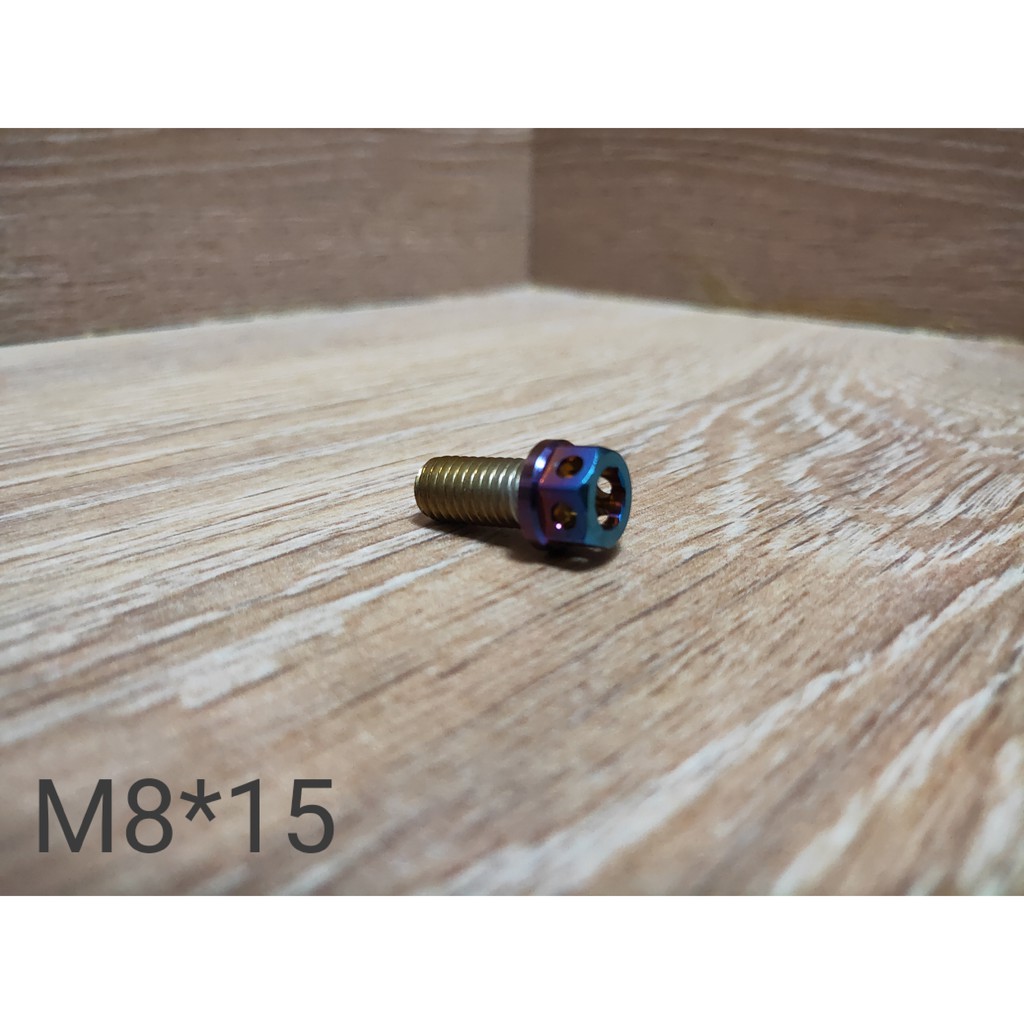 白鐵.鍍鈦內外六角螺絲 鍍鈦 螺絲 M8 * 15mm 牙長 P1.25牙距 | 蝦皮購物