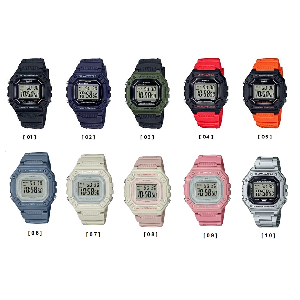 [幸福時刻]CASIO推出W-218H系列，腕錶男女經典外觀為復古的方型錶殼設計W-218H-1A W-218H-2A | 蝦皮購物