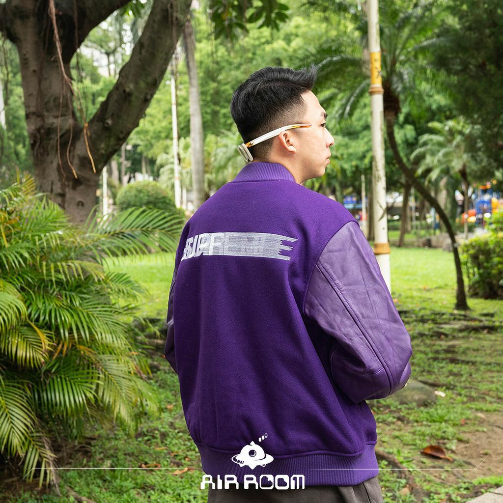 Supreme motion logo clearance varsity jacket purple Supreme motion logo clearance varsity jacket purple