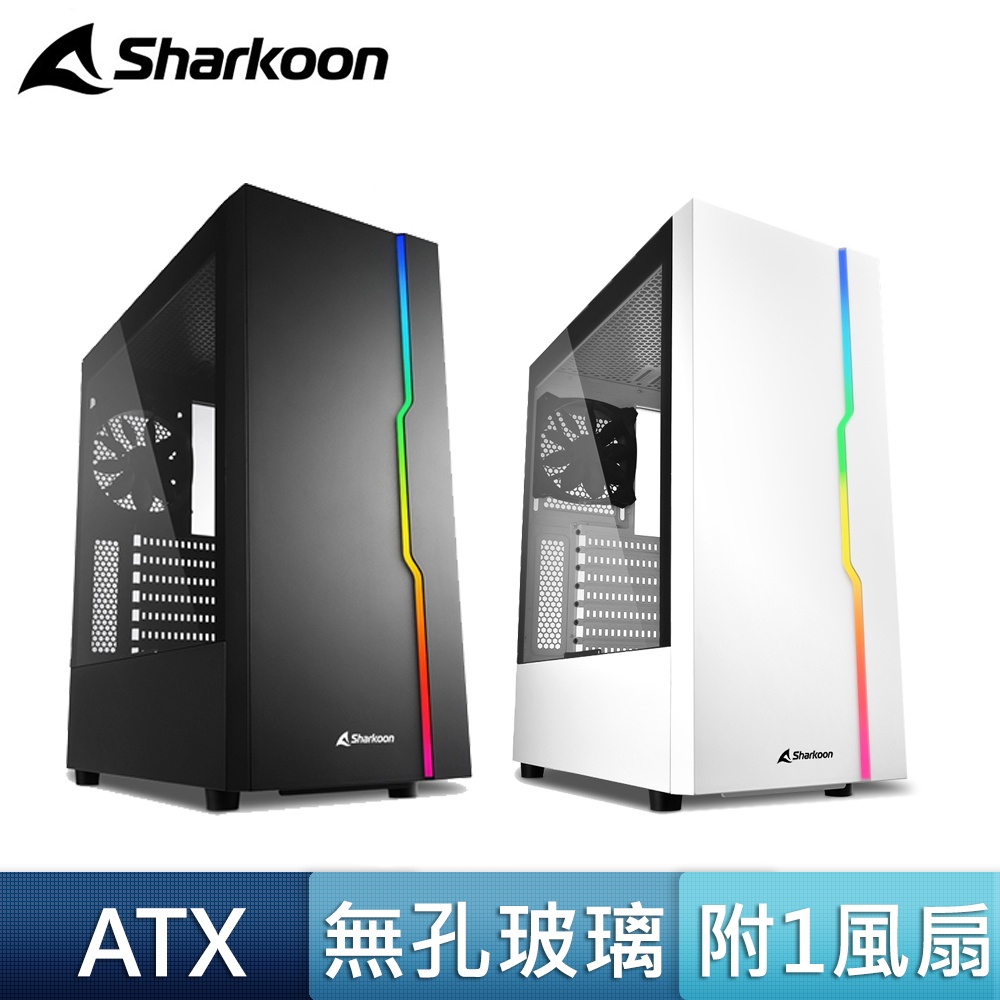Sharkoon 旋剛 RGB Slider 流影者 黑 白 ARGB 玻璃透側 ATX 散熱 電競 電腦機殼 風扇 | 蝦皮購物