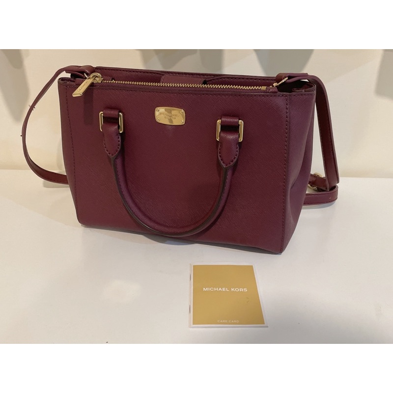 保證正貨 MK Michael Kors 肩背包 方包 酒紅 精品包 名牌包 | 蝦皮購物