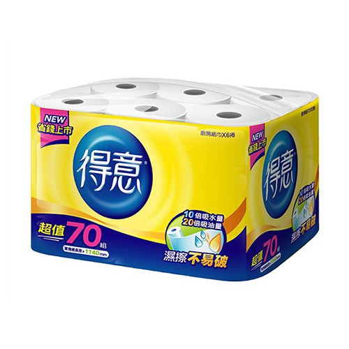 新得意廚房紙巾70組x6捲【愛買】 蝦皮購物