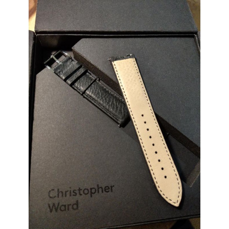 Christopher Ward 22mm Vintage Oak Leather Strap 黑色 原廠 錶帶 | 蝦皮購物