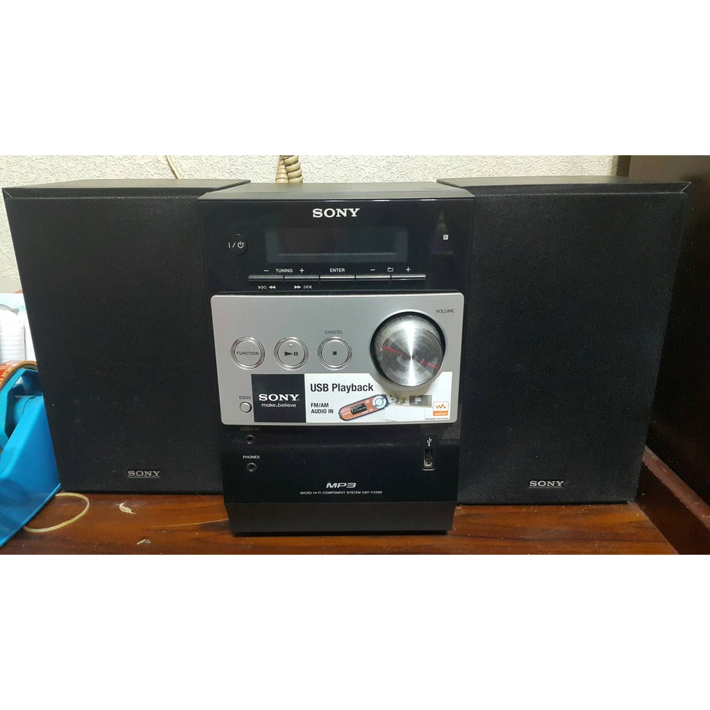 Sony USB/MP3/cd 組合音響 CMT-FX200 cd dvd 重低音強化 10W 床頭音響 遙控器 廣播 | 蝦皮購物