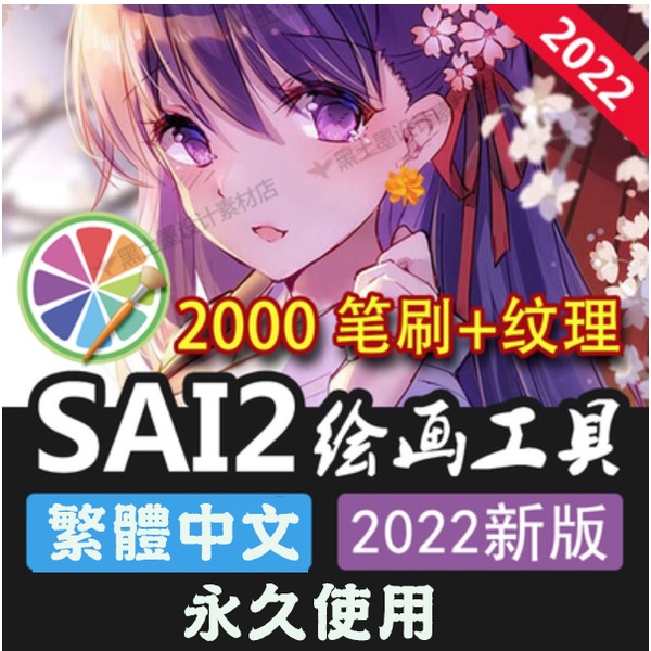 SAI2 2022 繁體中文 SAI軟體 Paint Tool SAI 繪圖軟體 筆刷 贈大禮包 永久使用 | 蝦皮購物