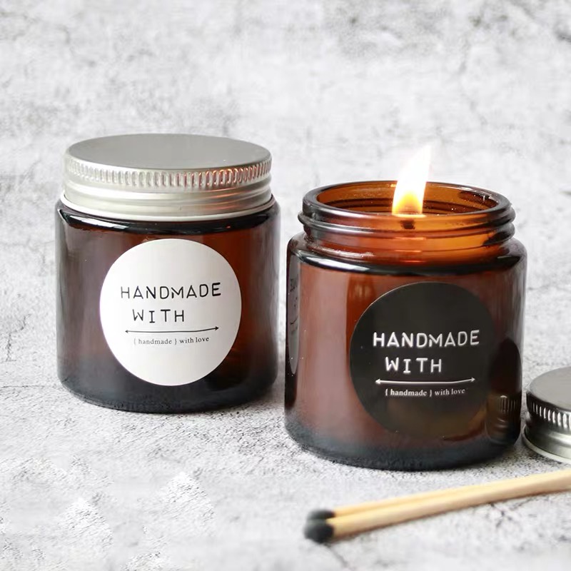 100ml茶色黑蓋玻璃香薰蠟燭杯 | 蝦皮購物