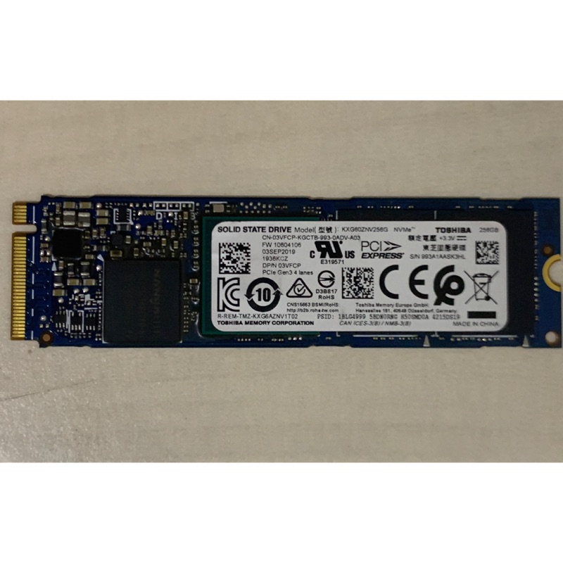 TOSHIBA XG6(KXG60ZNV256G) 256GB 2280 M.2 PCIe NVMe SSD | 蝦皮購物