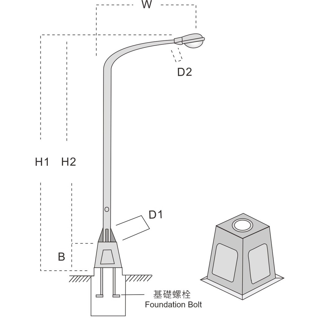 Ceion Lighting 路燈燈桿 燈柱 底座+基礎螺栓形式 開發票 | 蝦皮購物