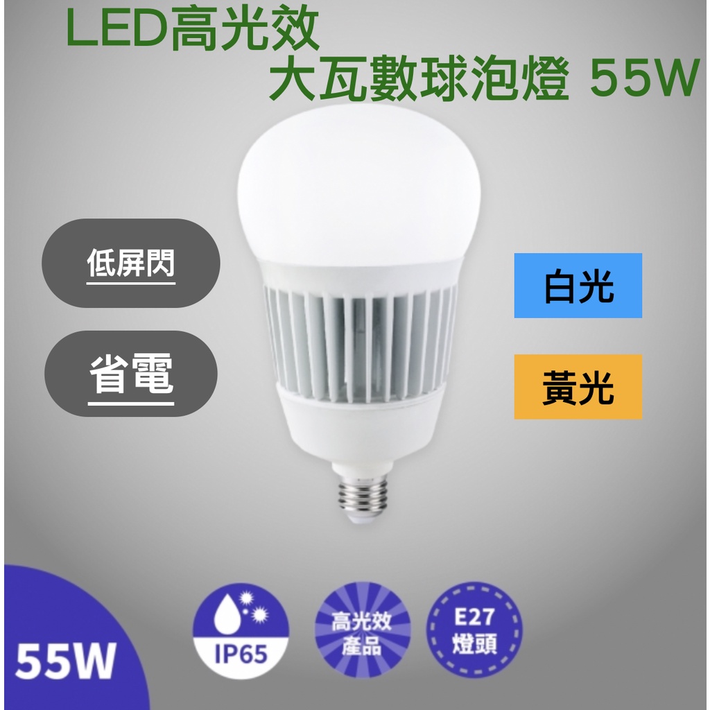 【亮博士】LED 55W 超高光效大瓦數球泡燈 白光黃光 | 蝦皮購物