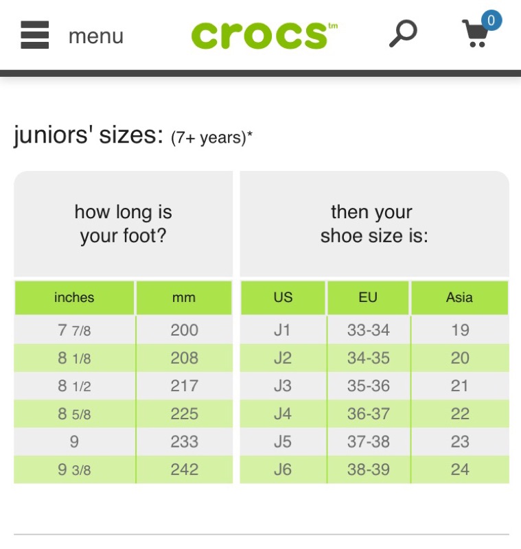 Crocs Shoe Size Chart: Adult Kids Sizing Crocs, 57% OFF