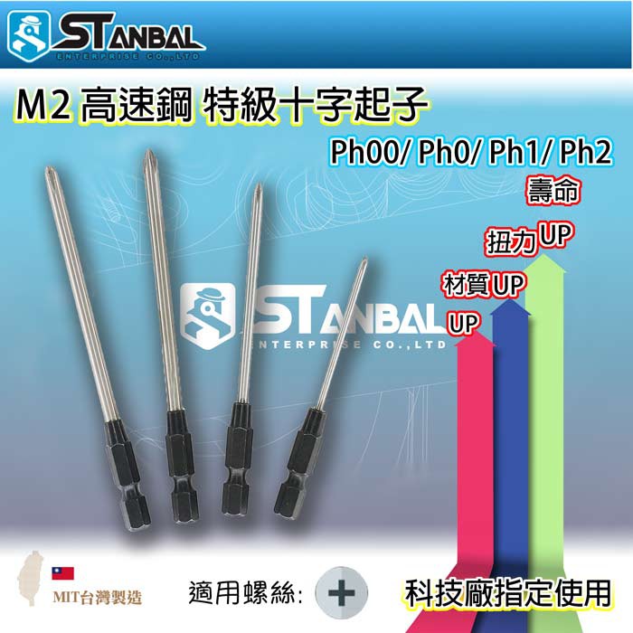 高速鋼/單頭十字/起子頭/bit/hss/ph0/ph00/ph1/ph2/台灣製/史丹堡/stanbal | BeeCost