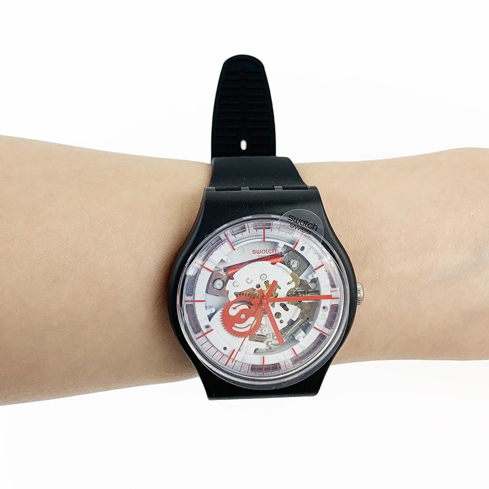 Swatch SiliBlack Skeleton Dial Men's Watch SUOB153: Buy Online At Best ...