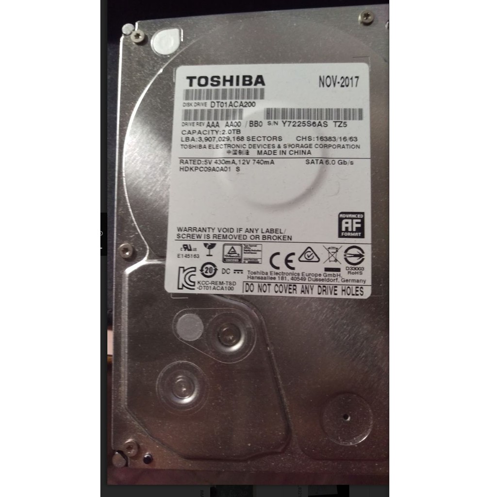 Toshiba 2TB 桌上型硬碟 DT01ACA200 7200RPM | 蝦皮購物