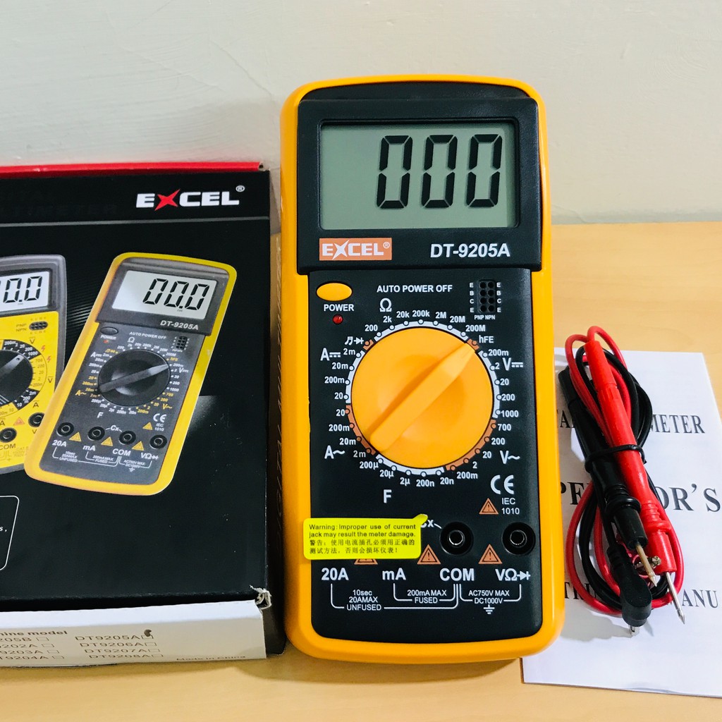 台灣現貨 大螢幕 Excel Dt9205a 折疊式 數位液晶顯示 防燒設計 三用電表 萬用電表 電壓表 盒裝 內附電池 Beecost