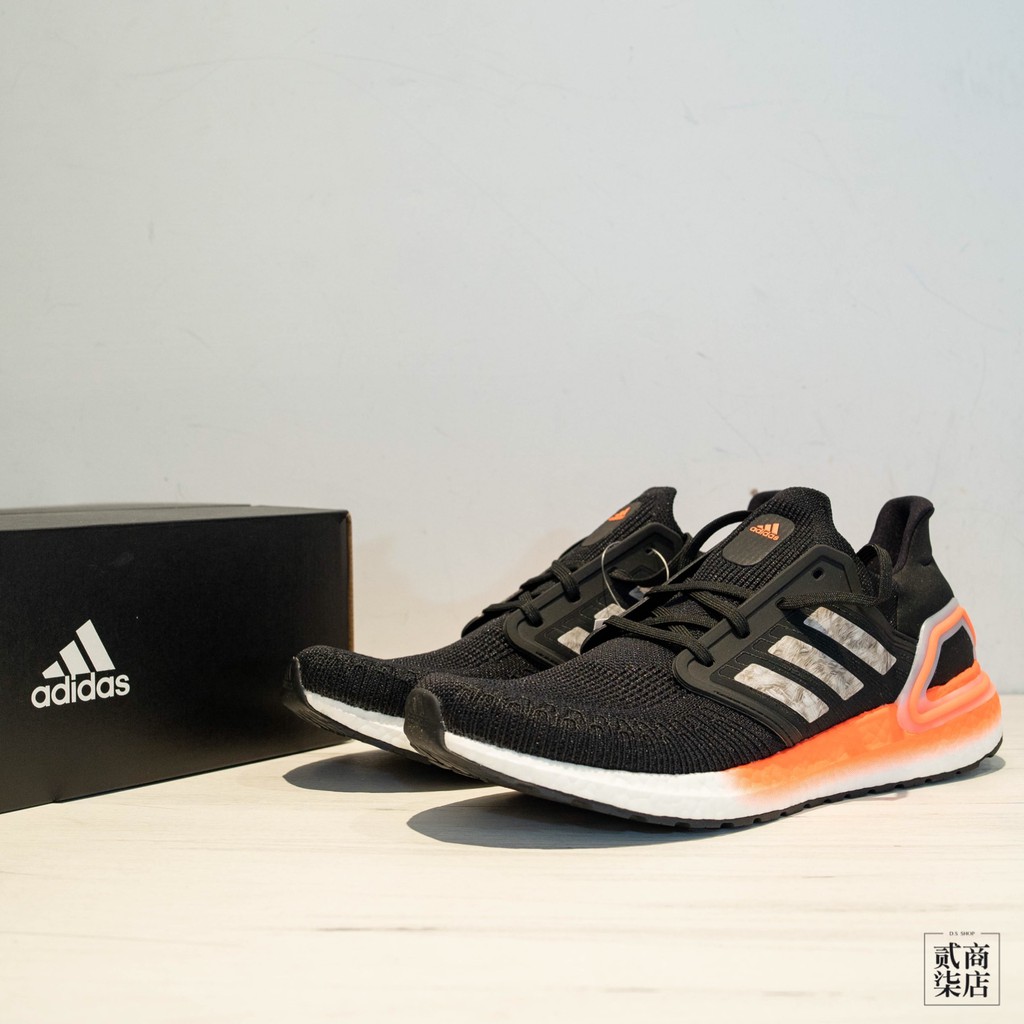 (貳柒商店) adidas UltraBoost 20 男款 黑色 黑橘 漸層 慢跑鞋 馬牌底 運動 EG0756 | 蝦皮購物
