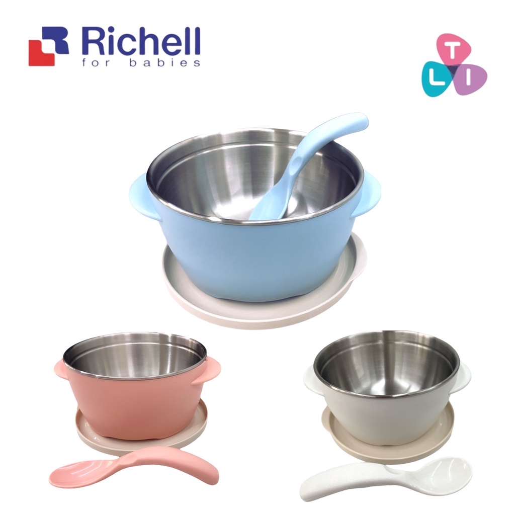 Richell 利其爾 TLI雙層可拆式不鏽鋼碗(附蓋)中/大 | 蝦皮購物