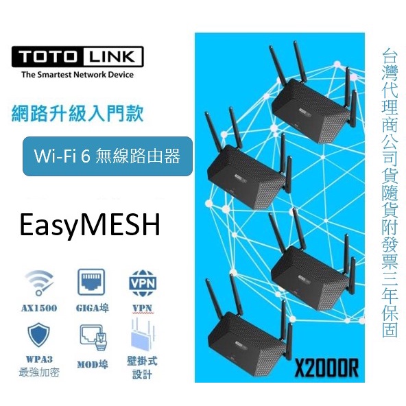 TOTOLINK X2000R Easy Mesh 網狀路由器 AX1500 Wifi 6 無線網路分享器 無線路由器 | 蝦皮購物