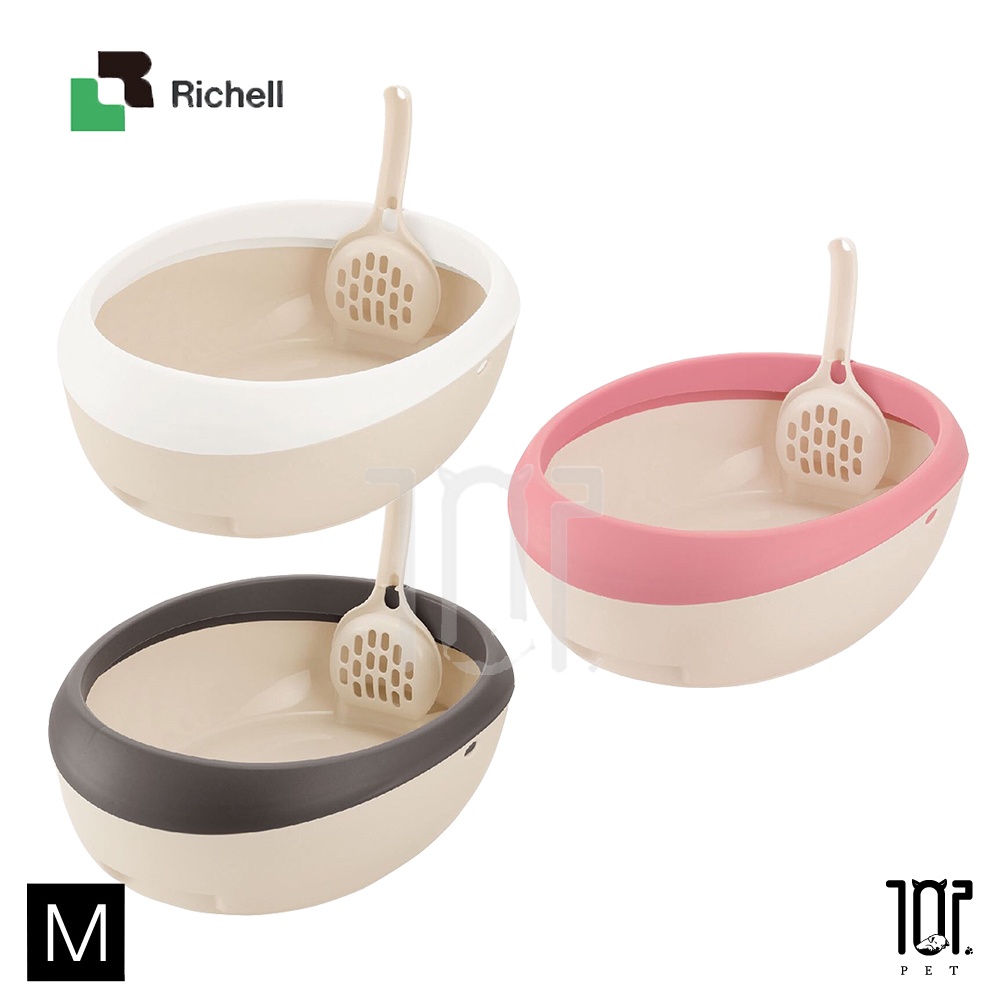 日本 Richell 拉普蕾 蛋型便盆 M 附貓鏟 單層 貓便盆 貓砂盆 貓便盆 除砂墊 貓沙盆 寵物廁所 | 蝦皮購物