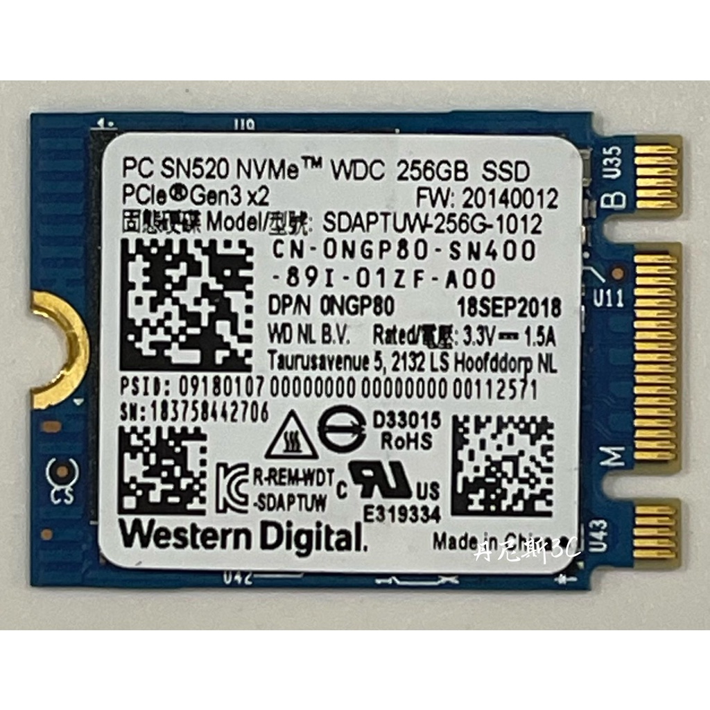 Western Digital SN520 256GB M.2 2230 PCIe NVMe SSD 固態硬碟 2手良品 | 蝦皮購物