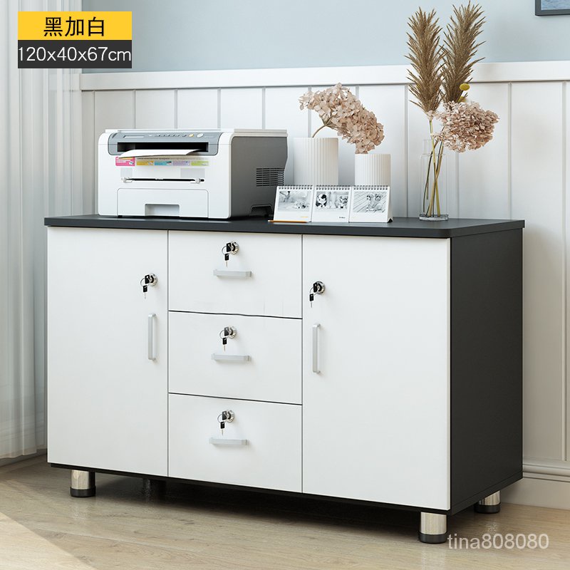 免運開發票 辦公室文件櫃 落地式資料櫃子 帶鎖抽屜儲物移動收納 檔案櫃 木質矮櫃 | 蝦皮購物