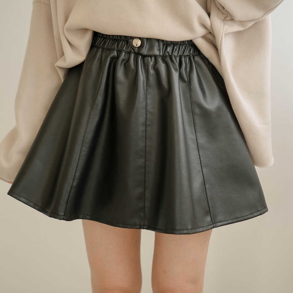 ★MIUSTAR腰鬆緊單釦內裡褲皮裙(共2色)1122預購【NL2911】 | 蝦皮購物