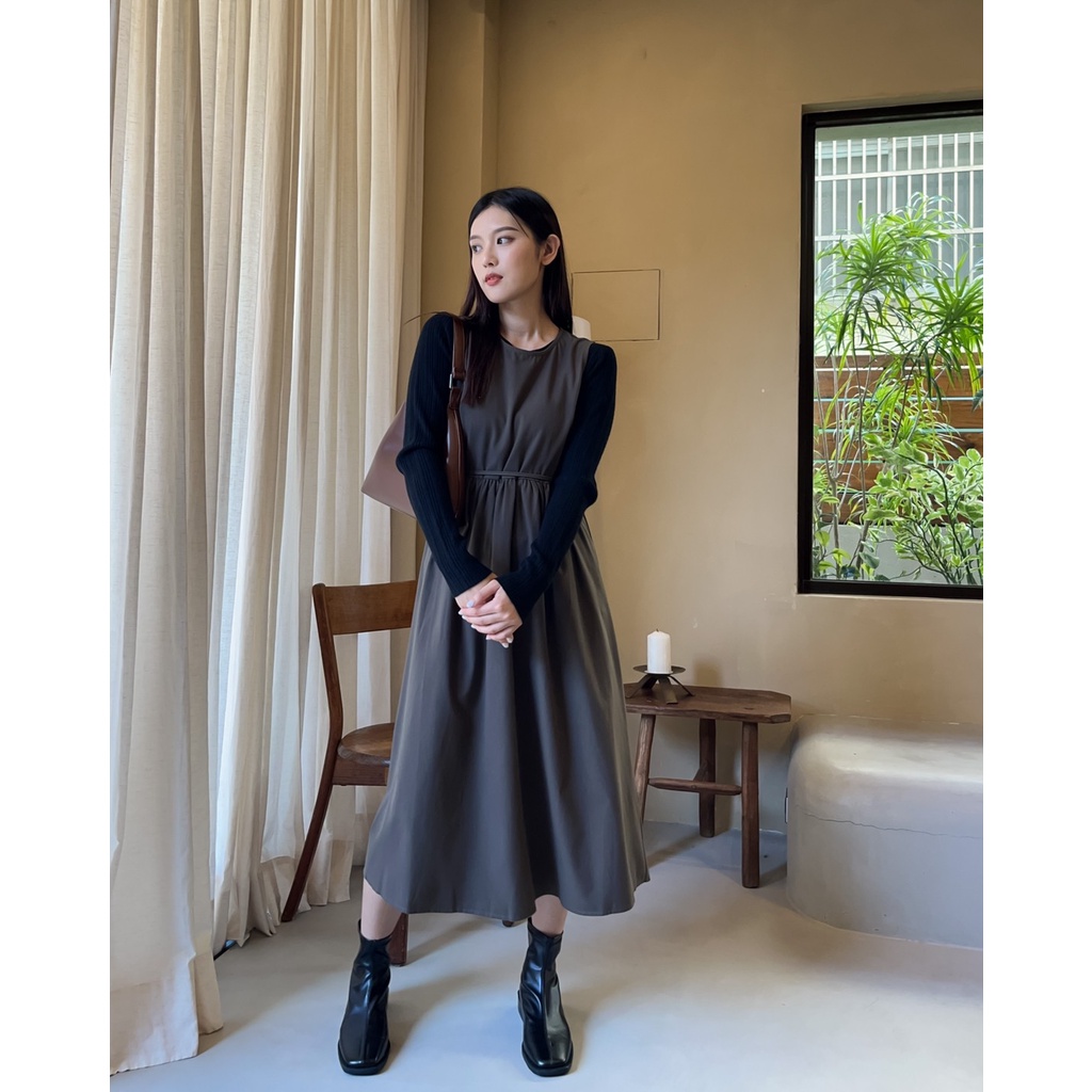 J0023庭院風綁帶背心長洋 | 蝦皮購物