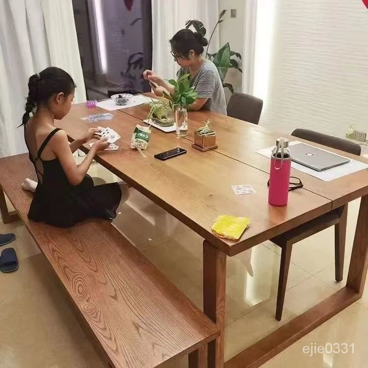 【可開發票】現貨白蠟木餐桌椅組閤宜傢莫比恩衕款餐桌原木高端實木工作臺傢用飯桌 GDKF | 蝦皮購物