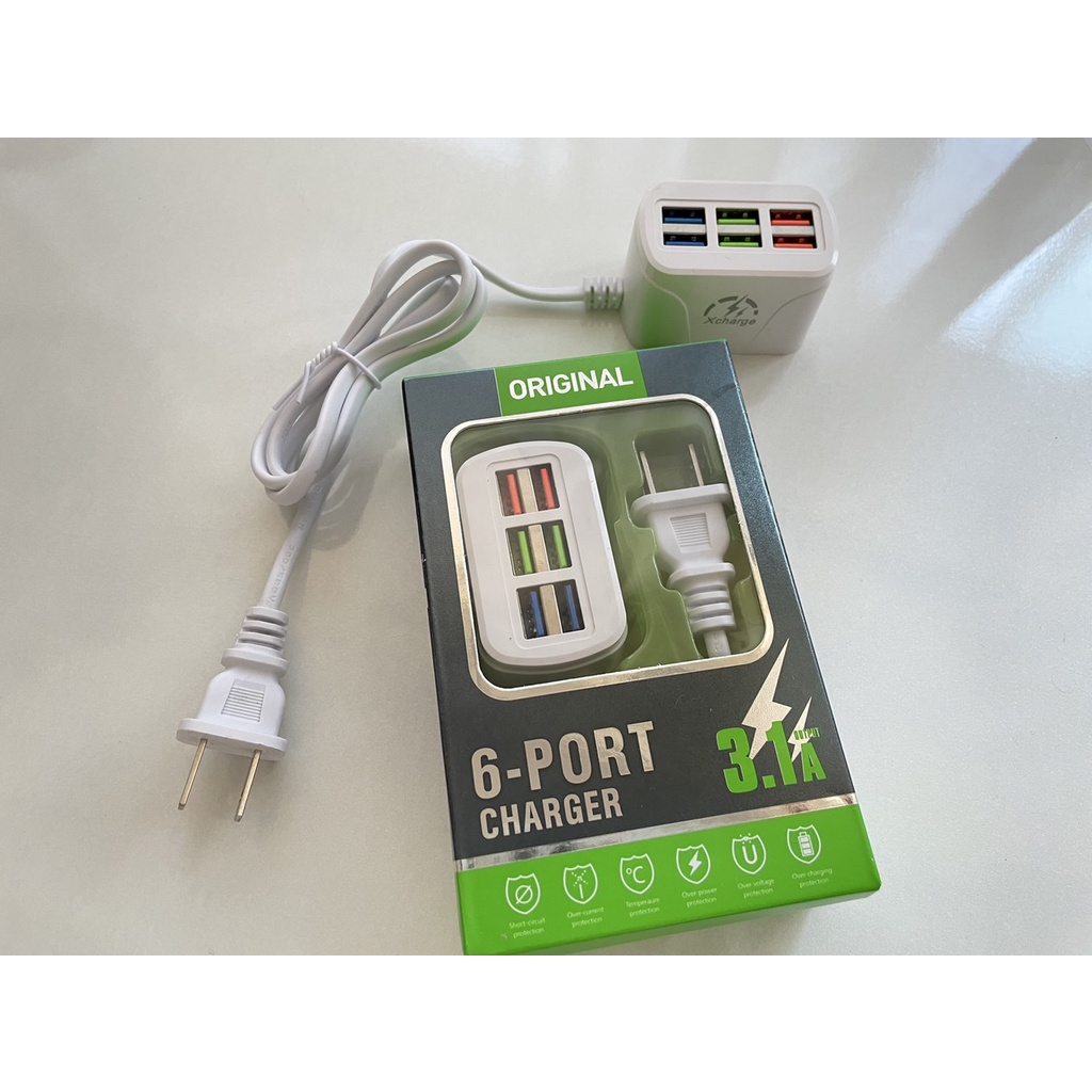 *台灣現貨*6孔充電器 6USB充電插座 USB插座 電源供應器 充電頭 插頭 手機充電 快充3.1A 110V | 蝦皮購物