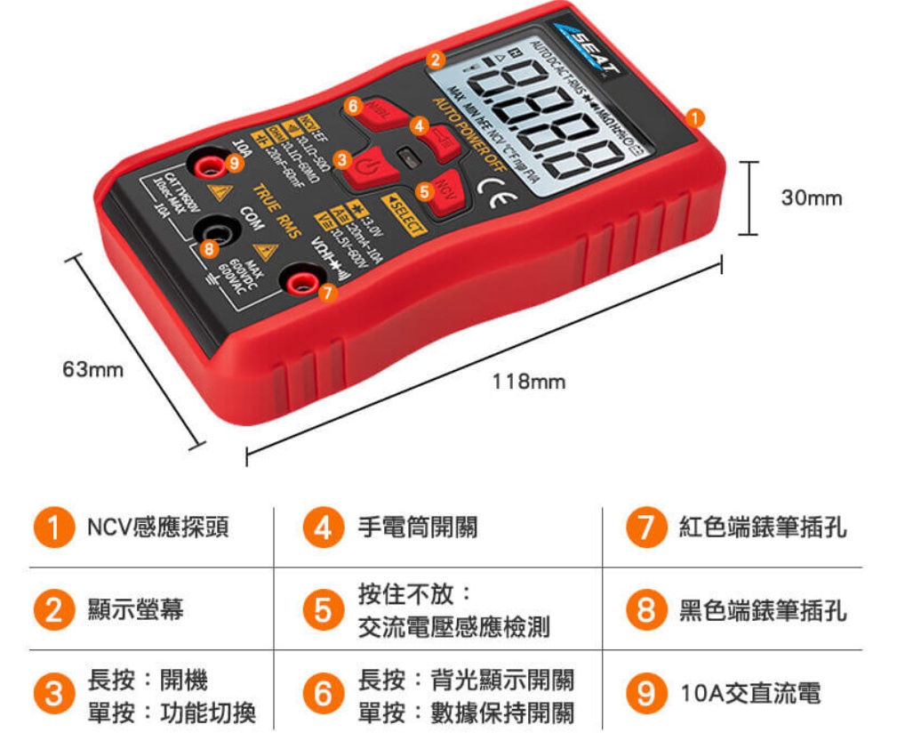 頭手工具 萬用表 小型電工儀器 NCV非接觸檢測 高精度三用電錶 數位電表ZTS1+ 數字萬能表 小型萬用表 | 蝦皮購物