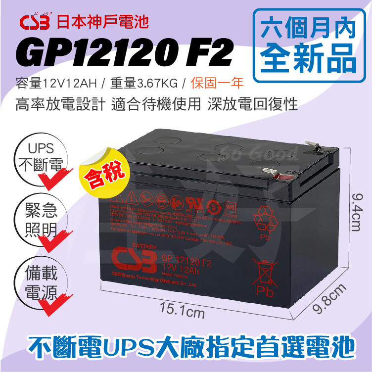 CSB電池GP12120的價格推薦 - 2023年11月| 比價比個夠BigGo