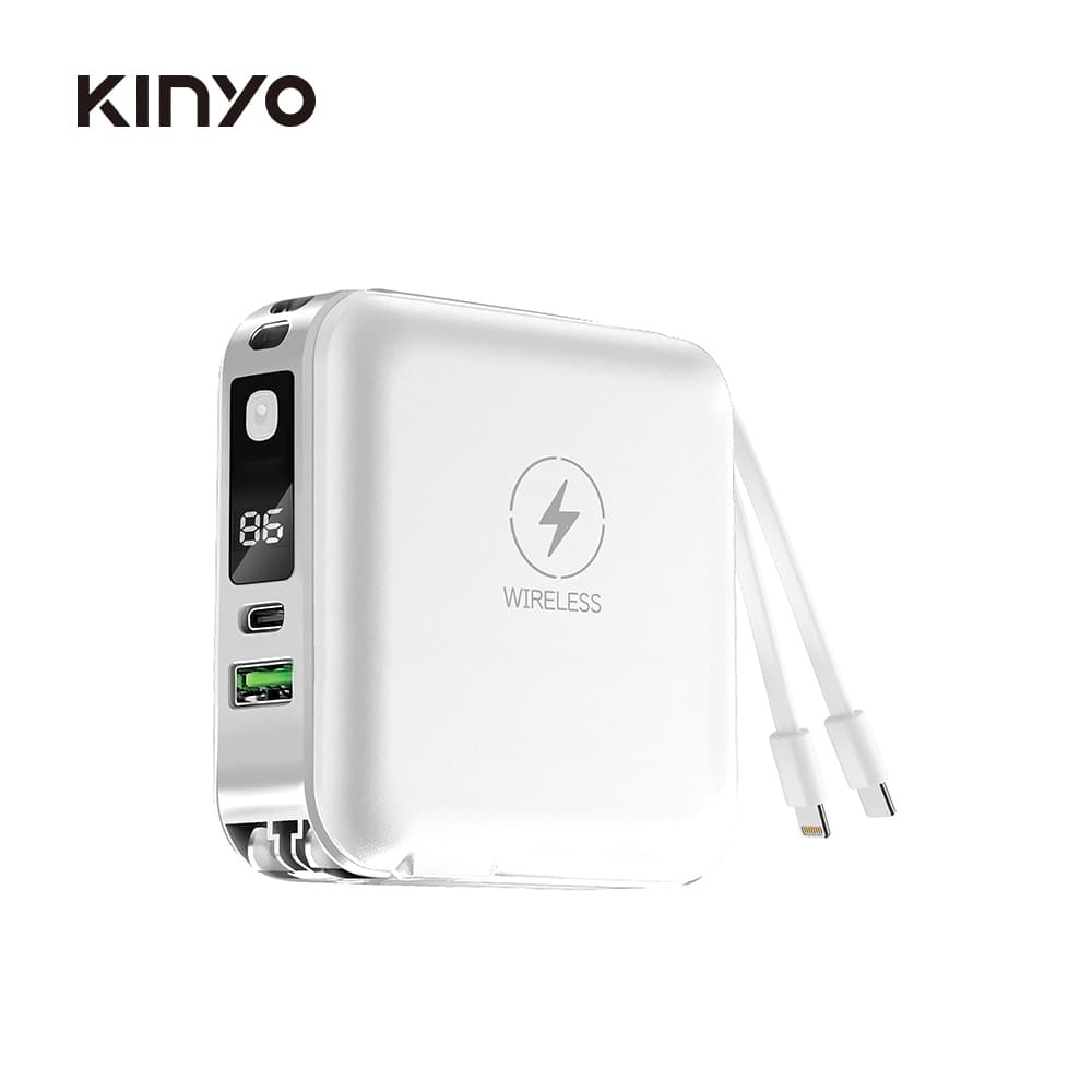 KINYO KPB-2650 12000mAh 7合1雙線夾心萬用充行動電源｜無線閃充｜自帶線｜四色可選 規格價格總覽