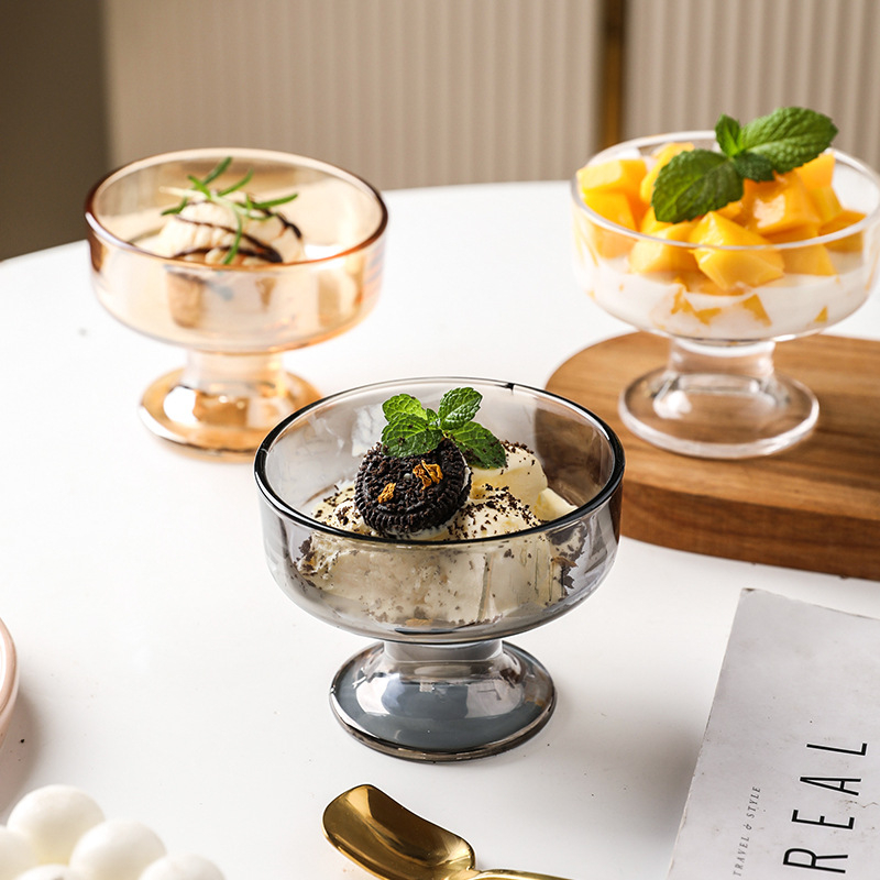 現貨！快速出貨！布丁杯 高腳甜點碗 玻璃冰淇淋碗 聖代杯 寬口聖代杯 玻璃寬聖代杯 寬口水果杯 下午茶杯 玻璃杯 甜點杯 | 蝦皮購物