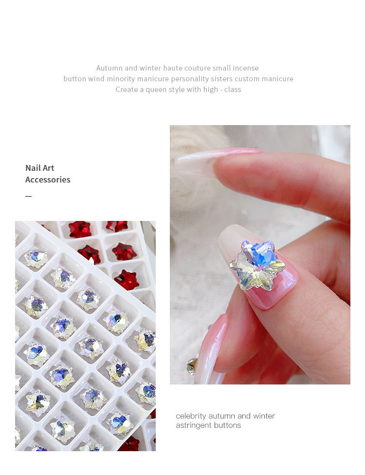 發票+台灣現貨天天寄【粉紅菲菲】網紅新年美甲高品雪花鑽尖底異形鑽立體百搭輕奢爆閃水晶指甲配飾 SQ011 16-1463 - 粉紅菲菲