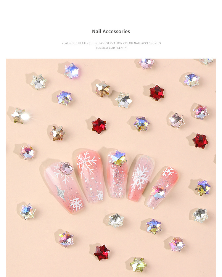 發票+台灣現貨天天寄【粉紅菲菲】網紅新年美甲高品雪花鑽尖底異形鑽立體百搭輕奢爆閃水晶指甲配飾 SQ011 16-1463 - 粉紅菲菲