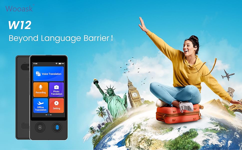 Wooask W12 AI智慧語音翻譯機 智慧雙向 語言學習 照相 錄音筆 75海 - 強強滾健康-新莊店 - iOPEN Mall