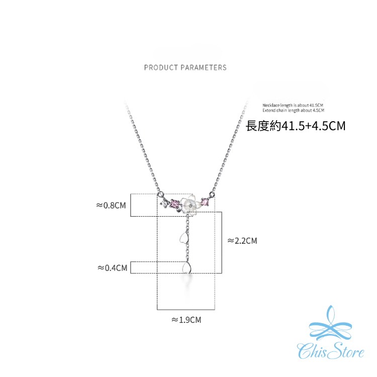CHISSTORE【花瓣小鑽】韓國 鑲鑽 水鑽 氣質 貝殼花朵 短 花瓣 墜式 抗過敏 鎖骨鍊 S925純銀項鍊 項鏈 - 新奇飾品chisstore - iOPEN Mall