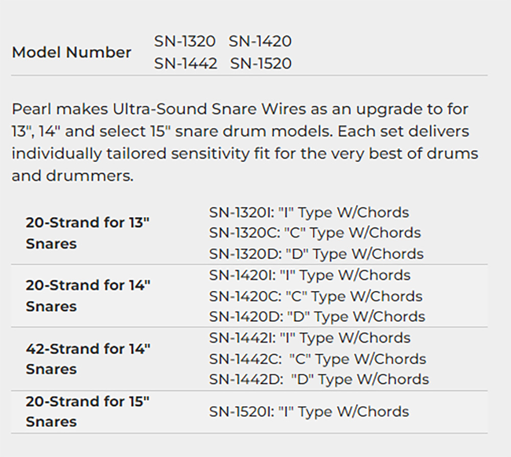 Pearl SN-1420I/C/D 小鼓響線【敦煌樂器】 xzmusic 敦煌樂器 Pearl SN-1420I/C/D 小鼓響線【敦煌樂器】 xzmusic 敦煌樂器