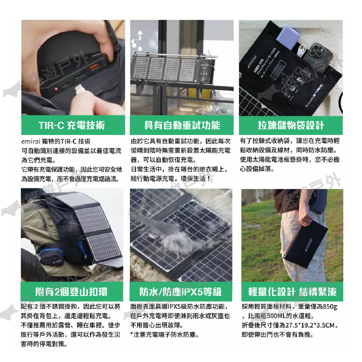 emirai 30W 折疊式冒險太陽能板 EMRS30 - PChome 24h購物